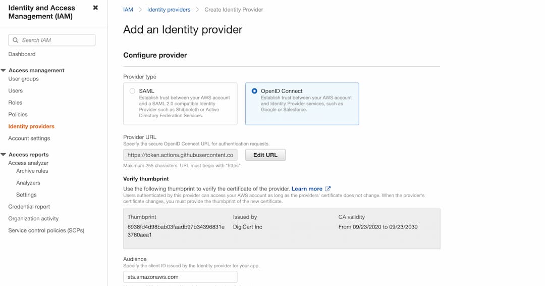 Github Action with AWS Open ConnectID
